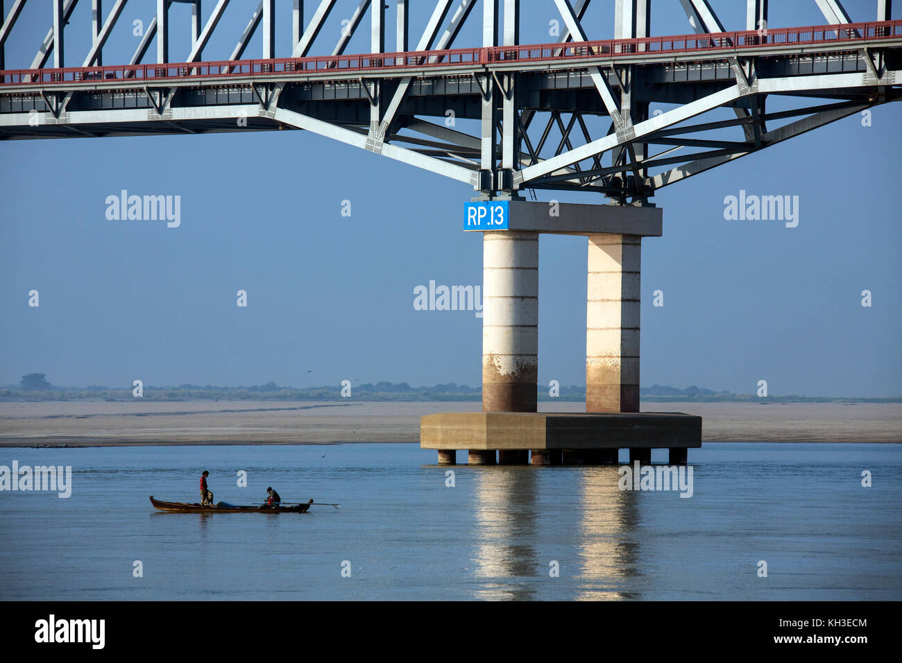 Bridge over the Irrawaddy River (Ayeyarwaddy River) in Myanmar (Burma ...