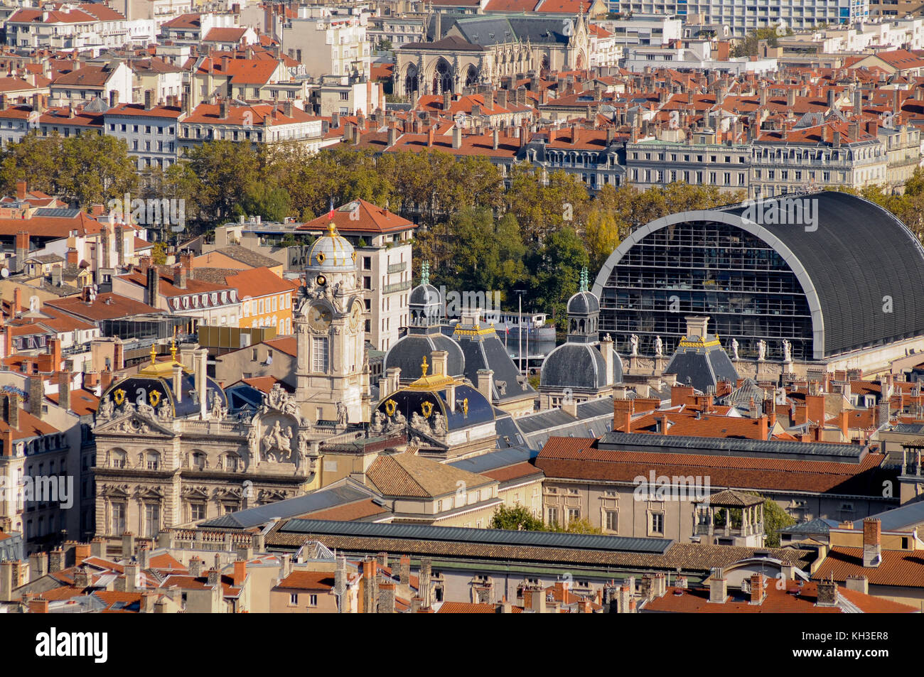 Lyon Opera seen from Fourviere Basilica plazza, Lyon, France Stock ...