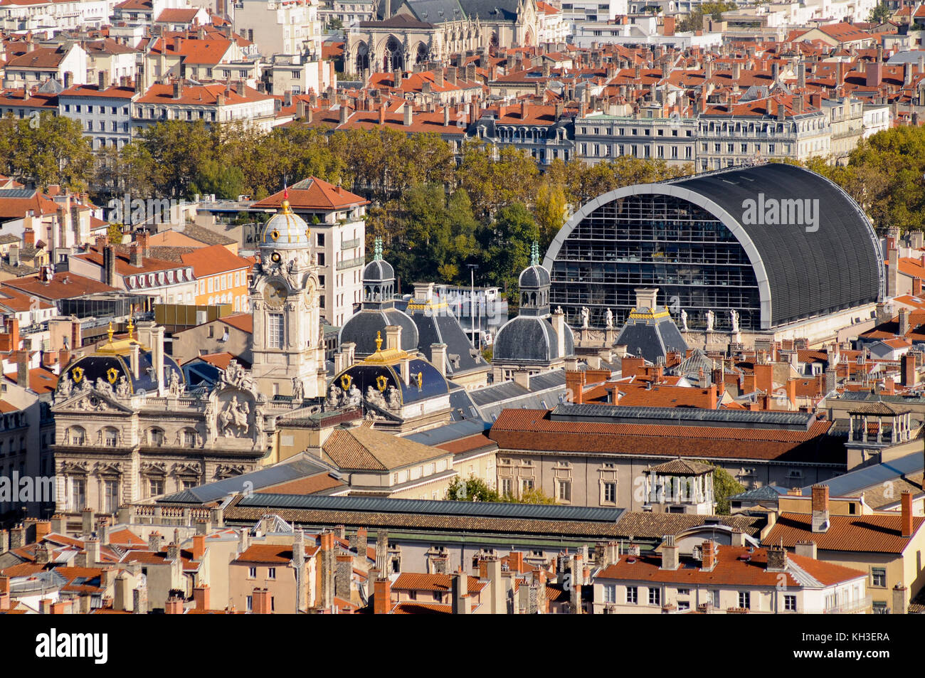 Lyon Opera seen from Fourviere Basilica plazza, Lyon, France Stock ...
