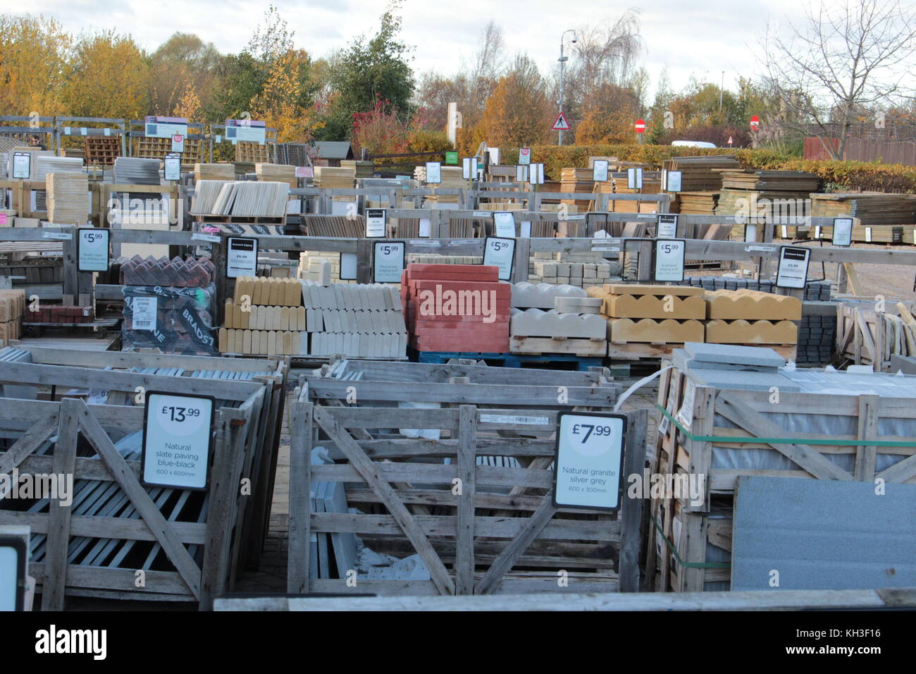 Garden centre full of hard materials to build garden Stock Photo - Alamy