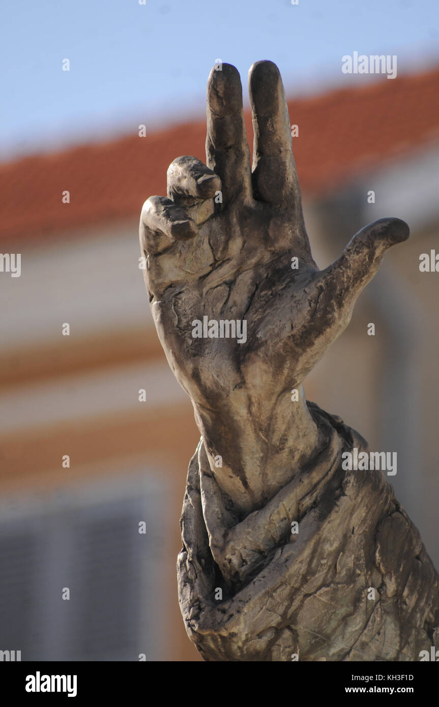 Pope Jean-Paul II statue, Fourviere basilica, Lyon, France Stock Photo ...
