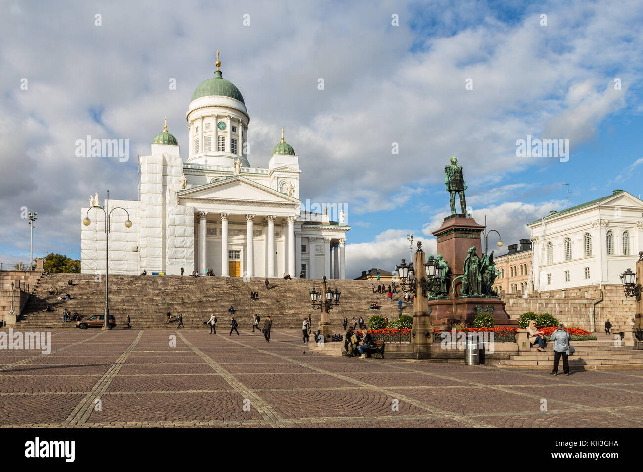 HELSINKI, FINLAND - SEPTEMBER 19, 2016: Tourists visits the square ...