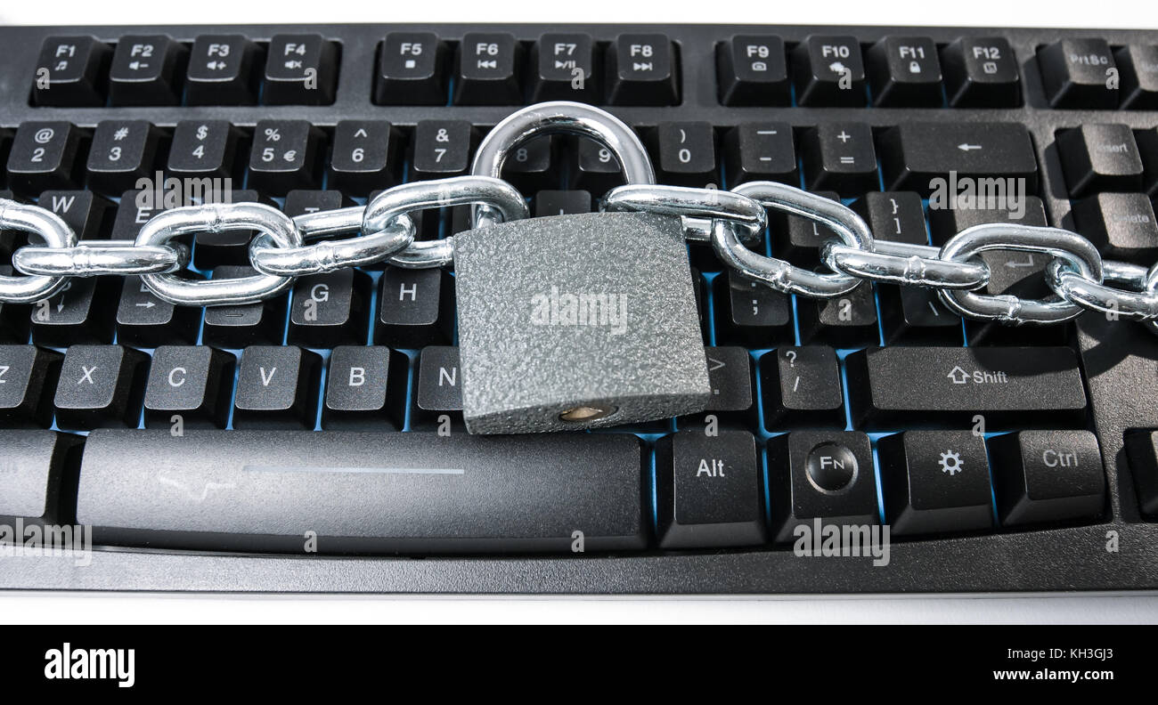 Computer cybersecurity concept with chain and padlock Stock Photo - Alamy