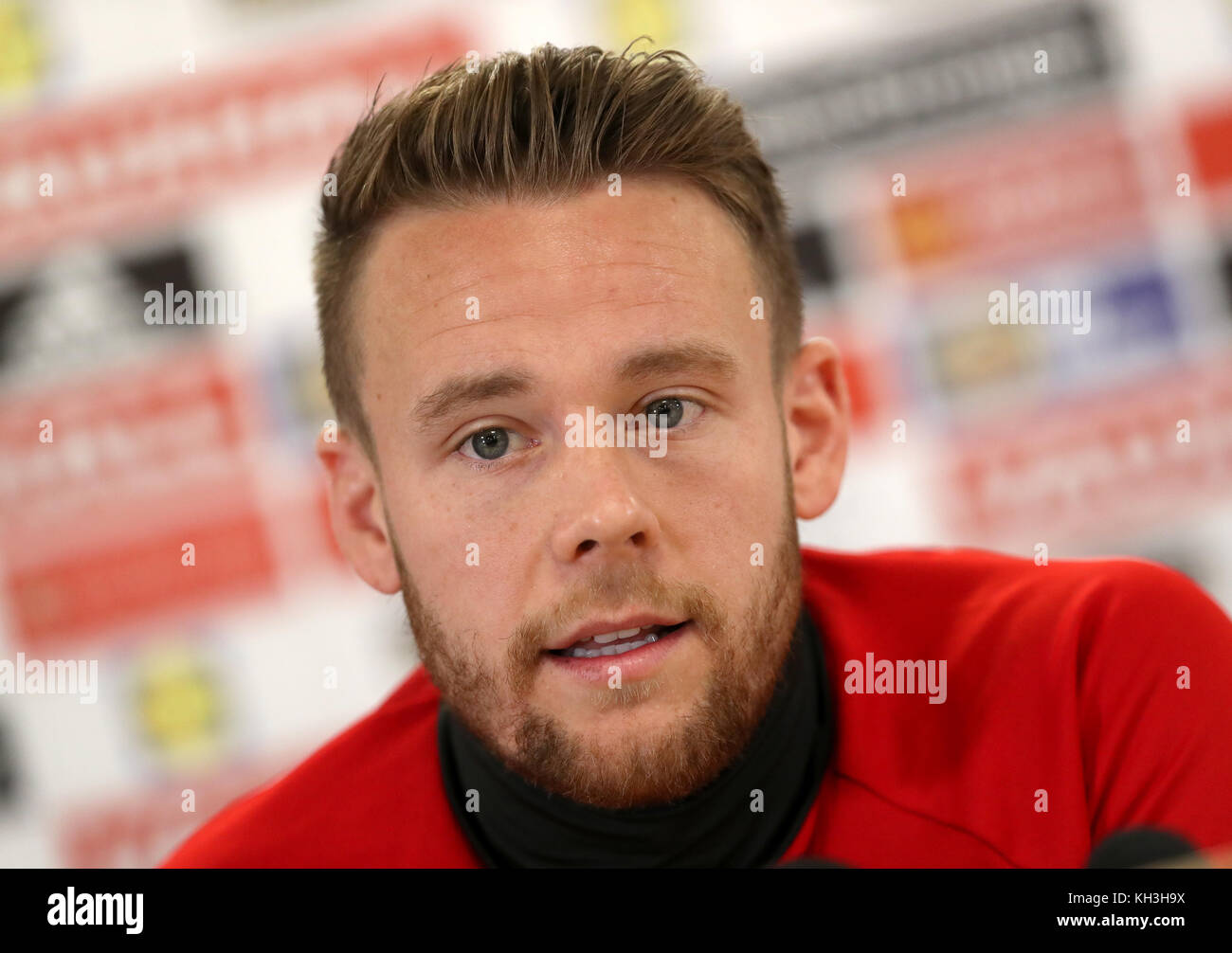 Wales' Chris Gunter during a press conference at the Cardiff City ...