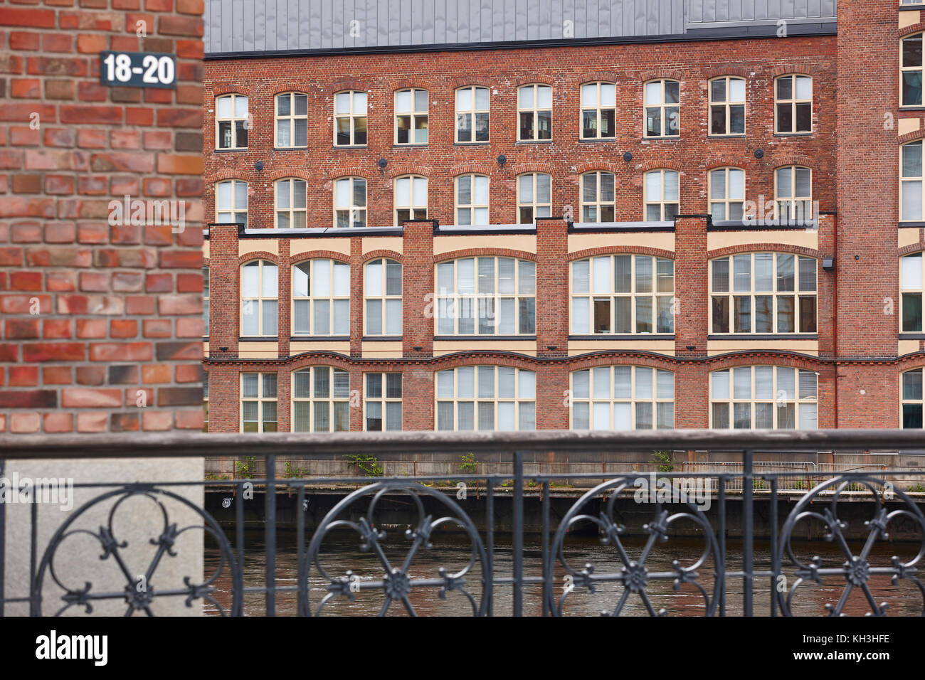 Old red brick facade factory buildings in Tampere, Finland. Suomi Stock ...