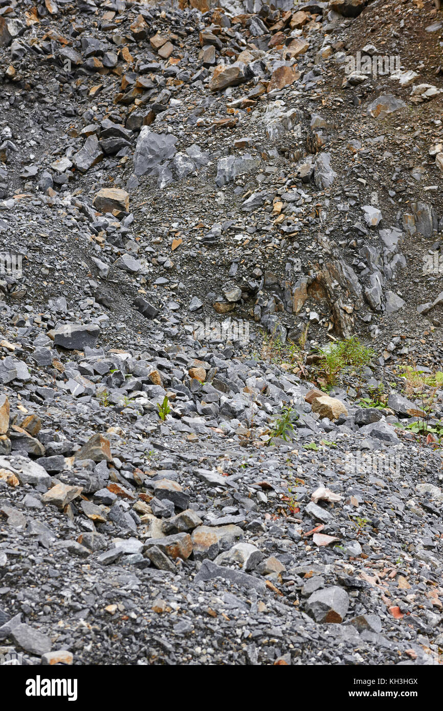 Quarry mineral factory with gravel and stone wall. Excavation industry ...