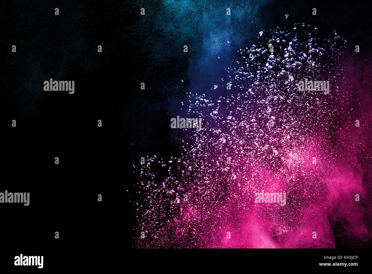 Multicolored powder splash cloud isolated on black background Stock ...