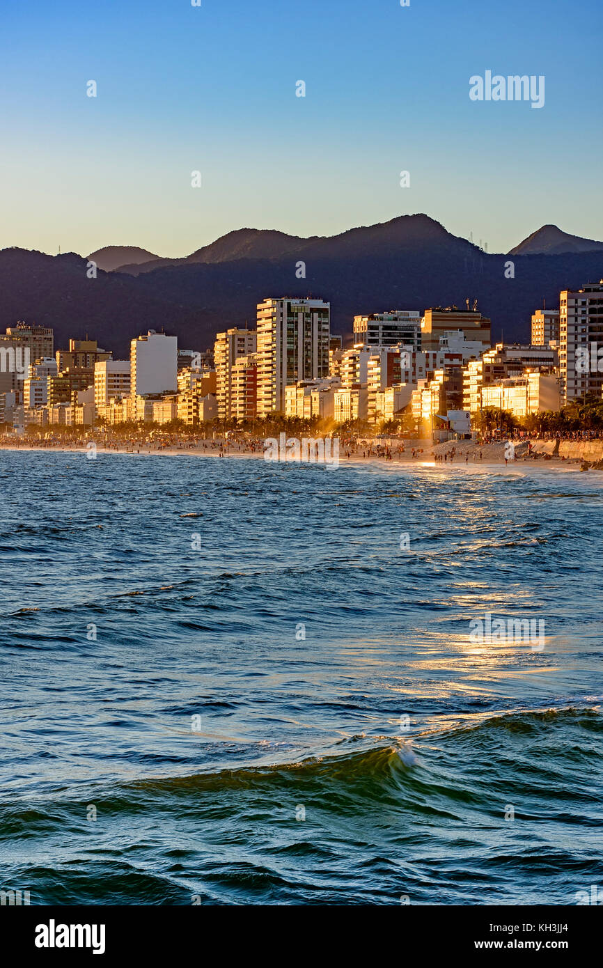 Buildings around the beach of Ipanema in Rio de Janeiro during a summer ...
