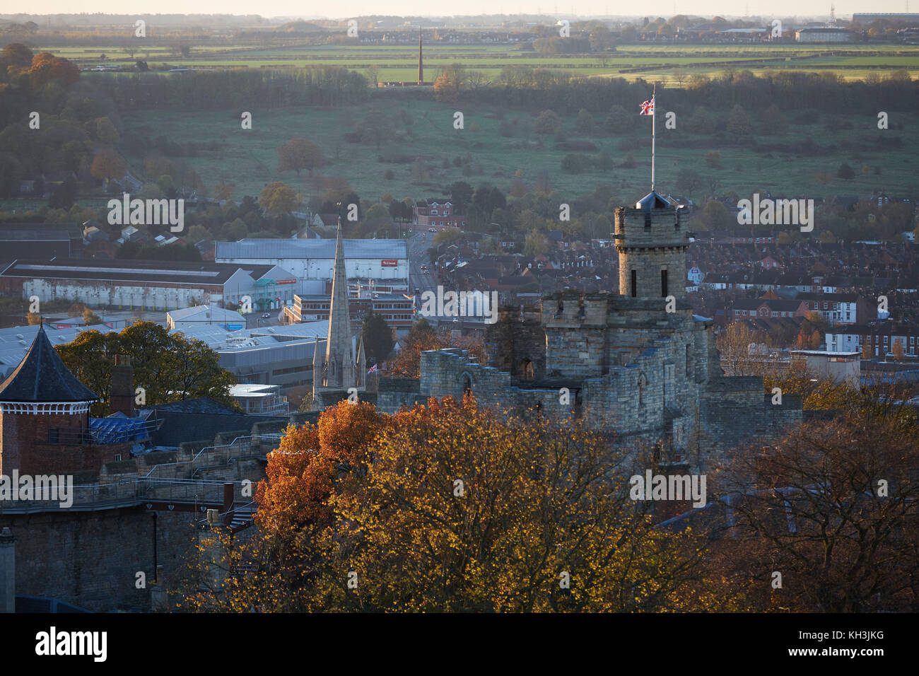The Observatory Tower of Lincoln Castle with Bomber command memorial in ...