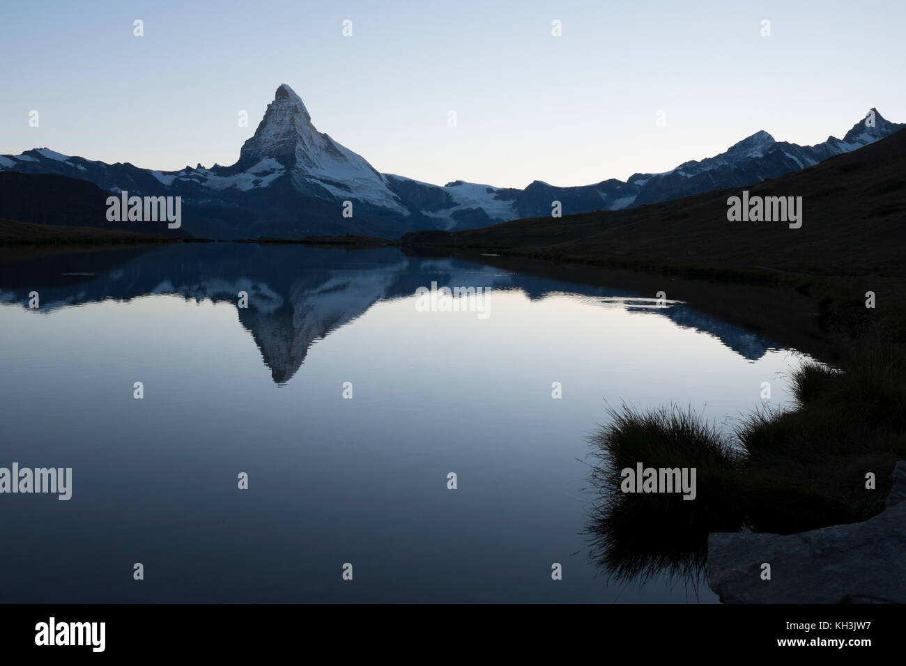 Matterhorn reflection in Stellisee Stock Photo - Alamy