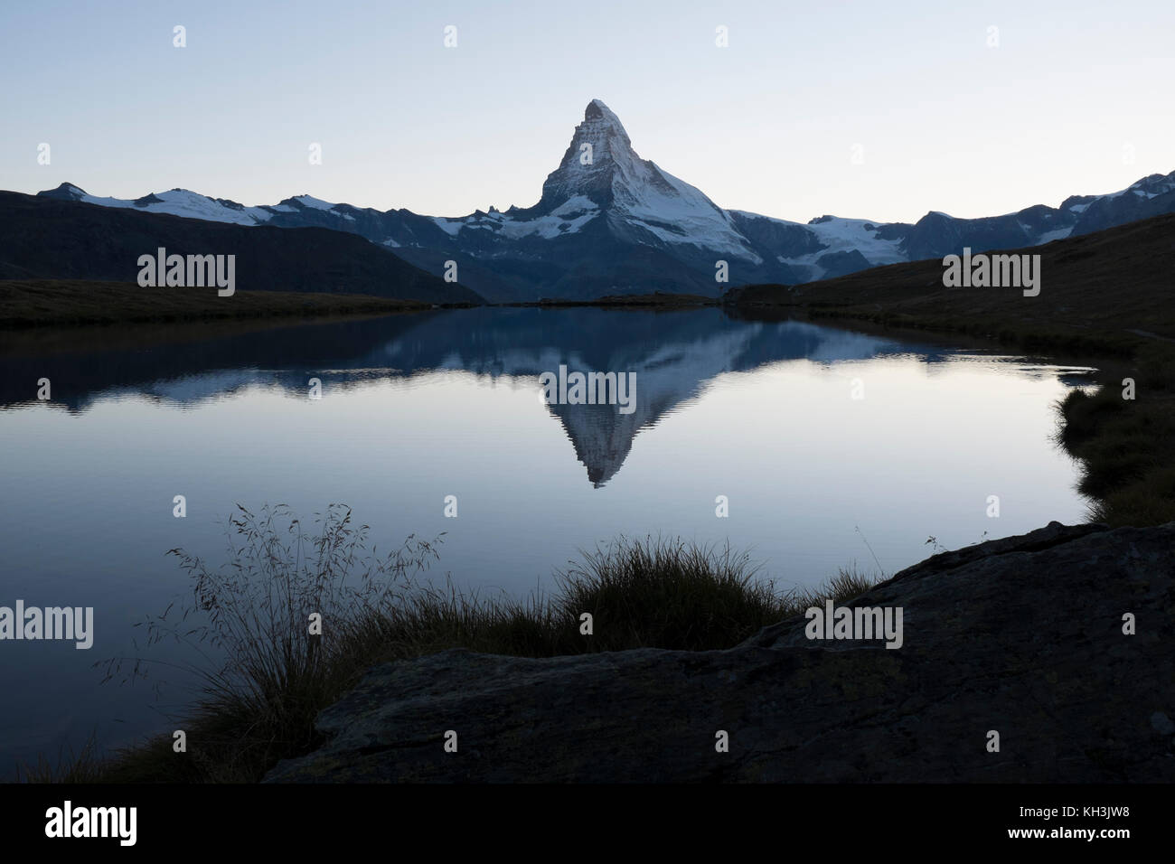 Matterhorn reflection in Stellisee Stock Photo - Alamy