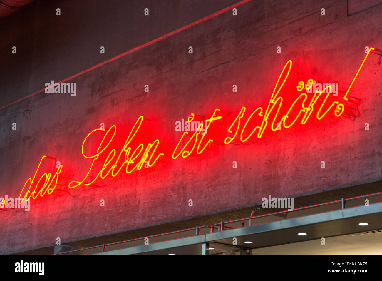 "Life is good" in German language as a neon sign close up Stock Photo ...