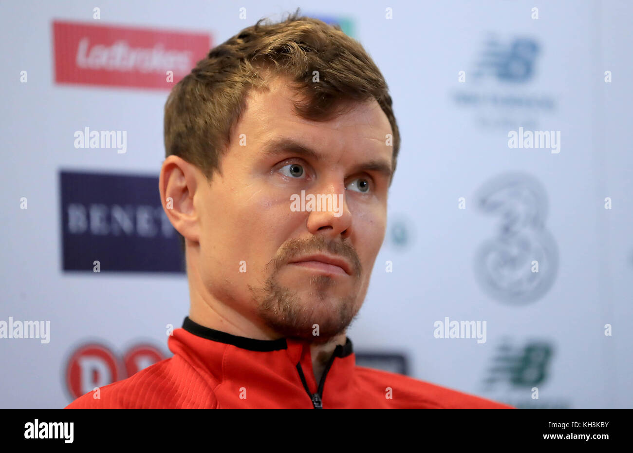 Denmark's Andreas Bjelland during a press conference at the Aviva ...