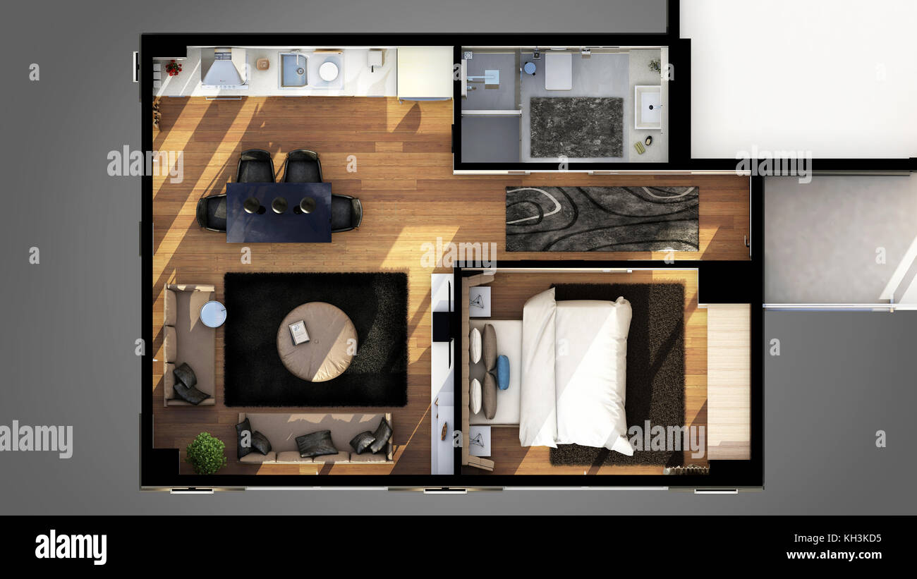 3D realistic view and render of interior design Stock Photo - Alamy