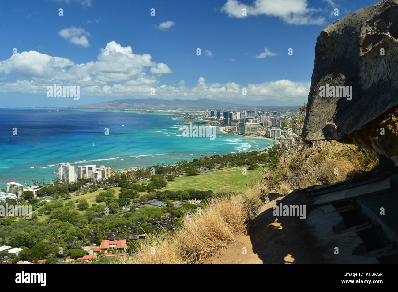 Honolulu cityscape as seen from diamond head hi-res stock photography ...
