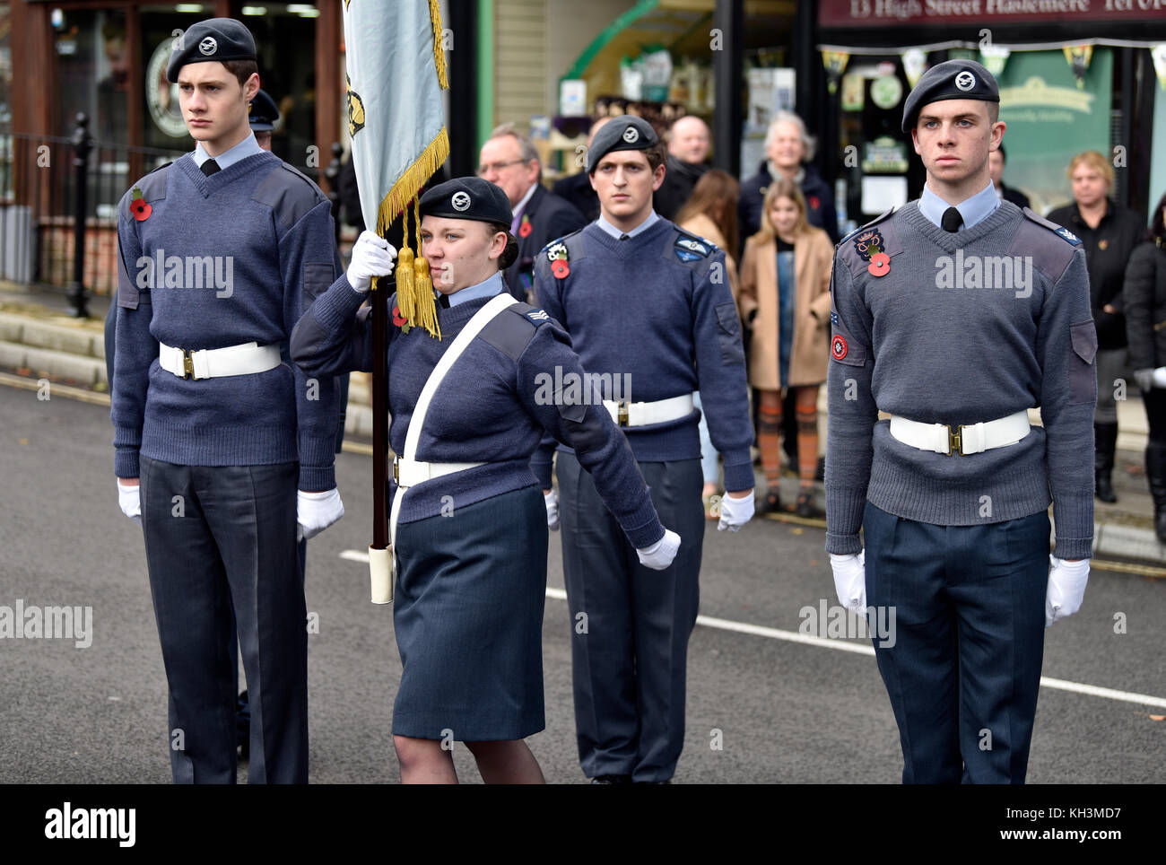 Air Training Corps on parade during Remembrance Sunday, High Street ...