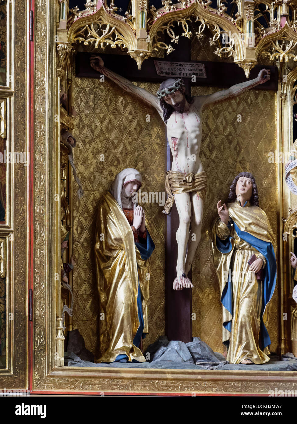 Altar of farmer's guild, Altar of the holy cross in gothic church St ...