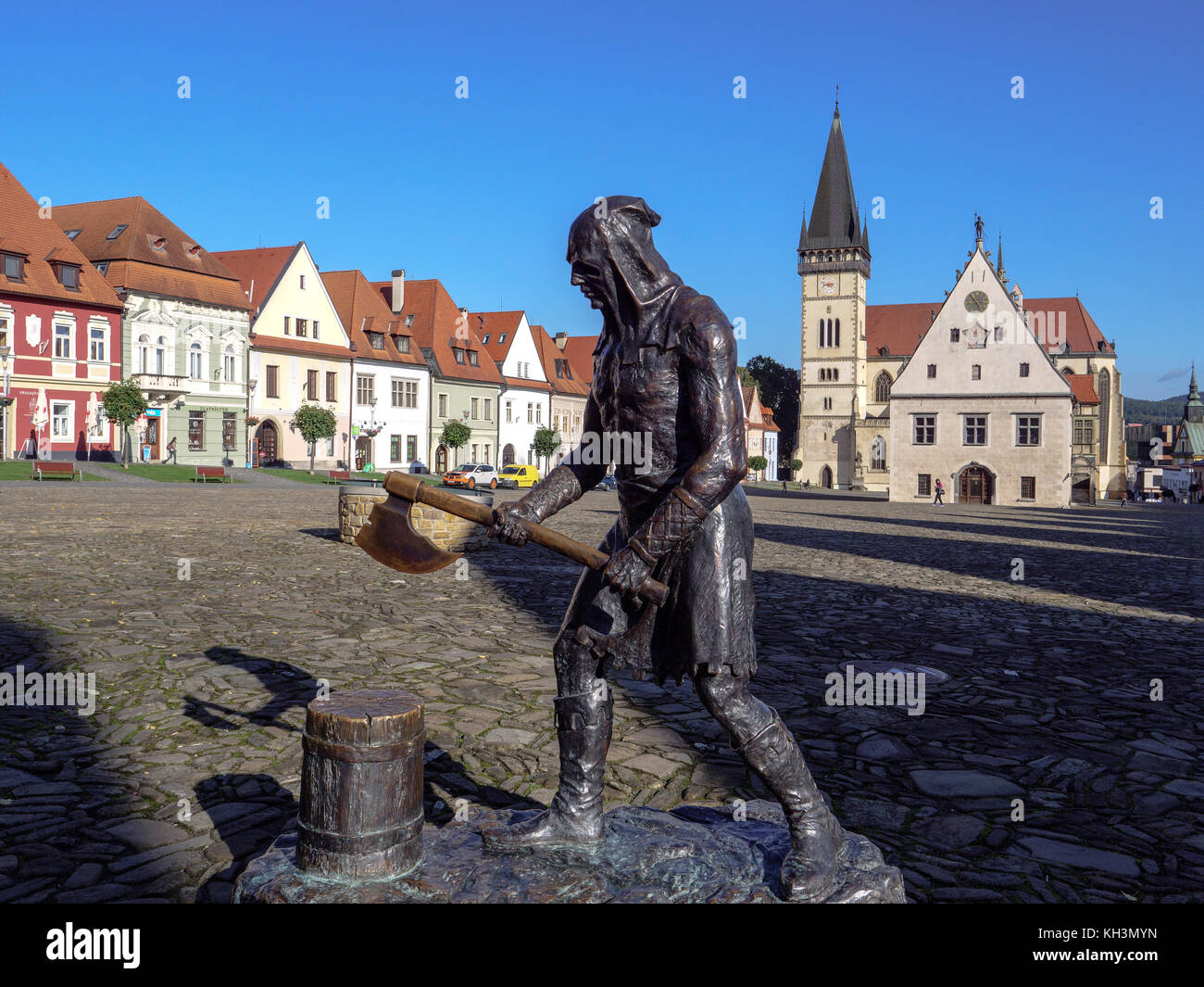 Bronze sculpture of executioner on marketplace, Bardejov, Presovsky ...