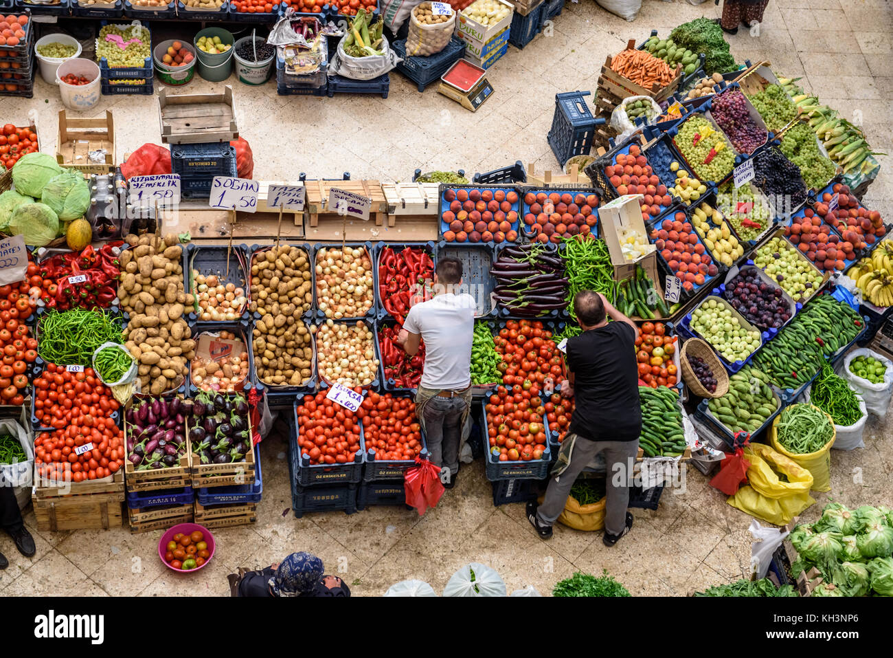 Top view of popular Melike Hatun Bazaar or kadinlar pazari(Women Bazaar ...