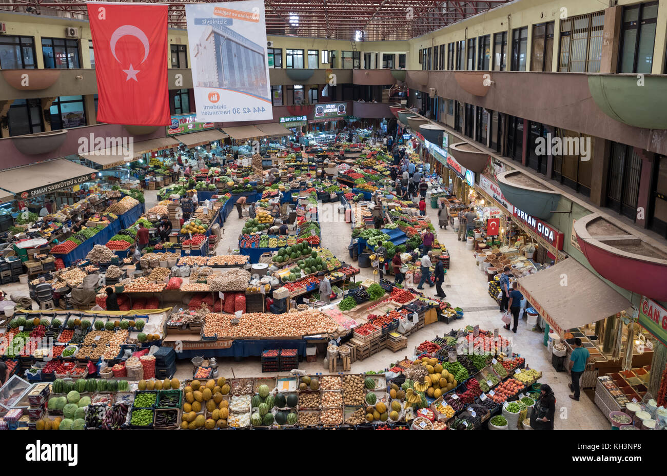 Top view of popular Melike Hatun Bazaar or kadinlar pazari(Women Bazaar ...
