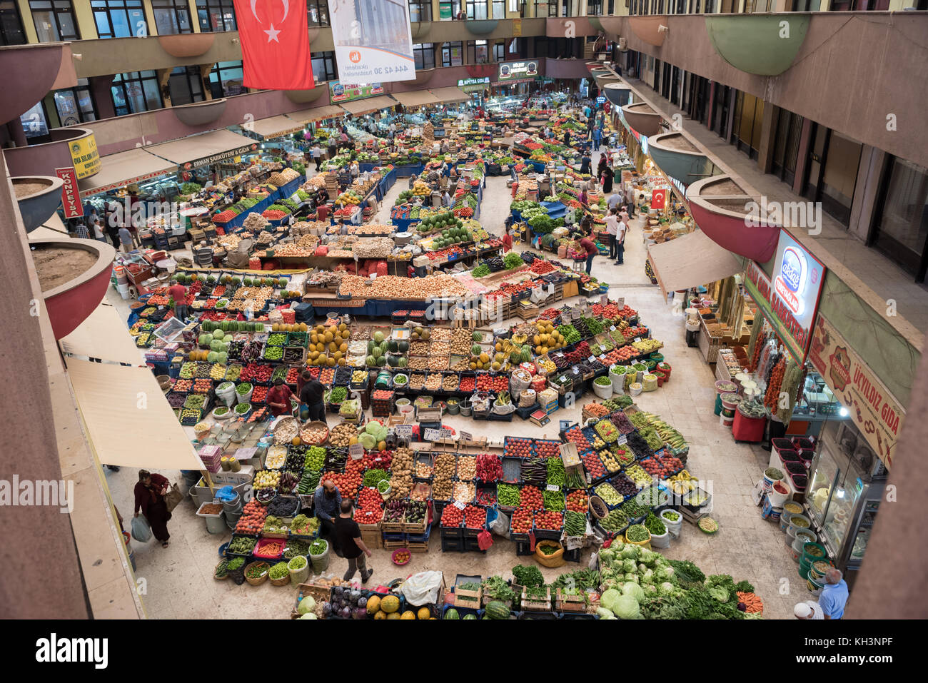 Top view of popular Melike Hatun Bazaar or kadinlar pazari(Women Bazaar ...