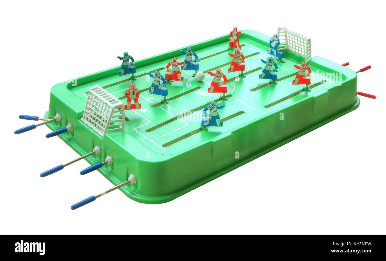 Isolated white / Soccer game toy : vintage toy Stock Photo - Alamy