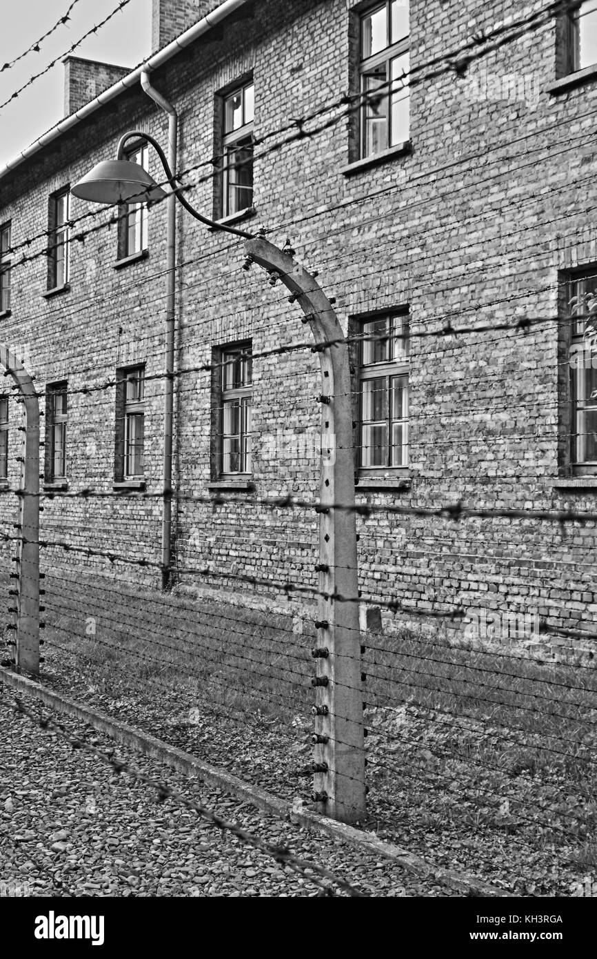 Barbed wire electrical fence at Auschwitz concentration camp, Poland ...