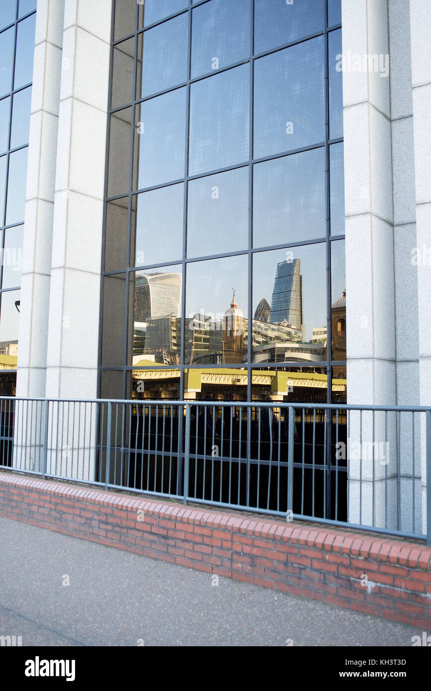 Reflection in an office building of London Stock Photo - Alamy
