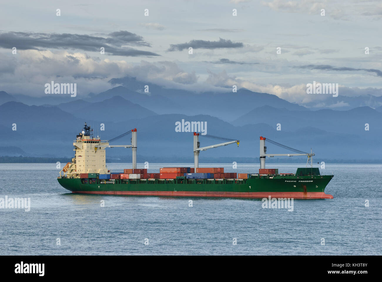 Ship 'Pacific Freedom' at Anchor off Lae, Papua New Guinea Stock Photo ...