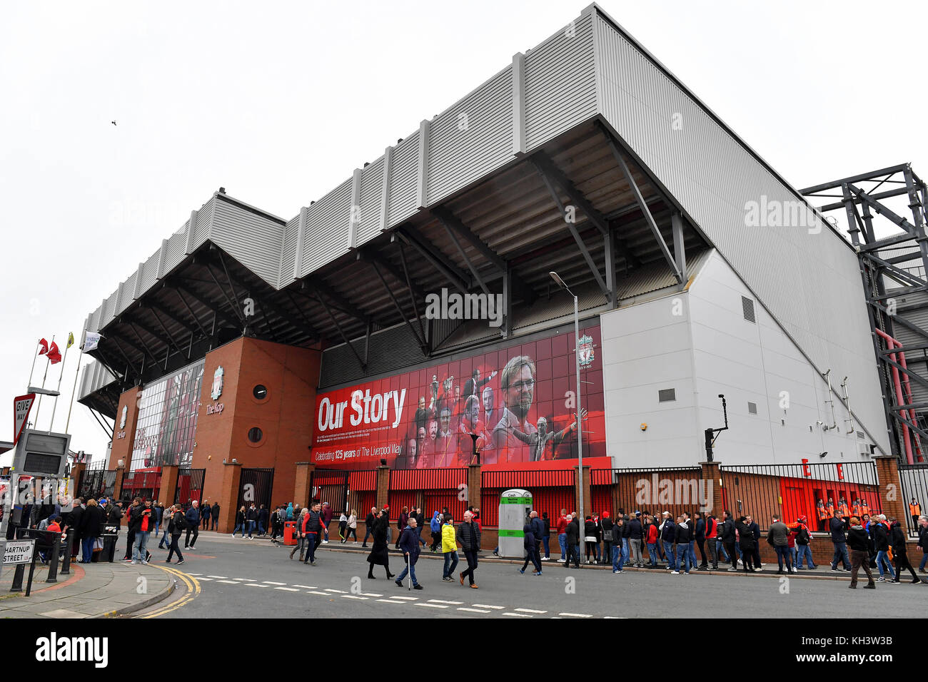 A general view of fans outside Anfield Stock Photo - Alamy