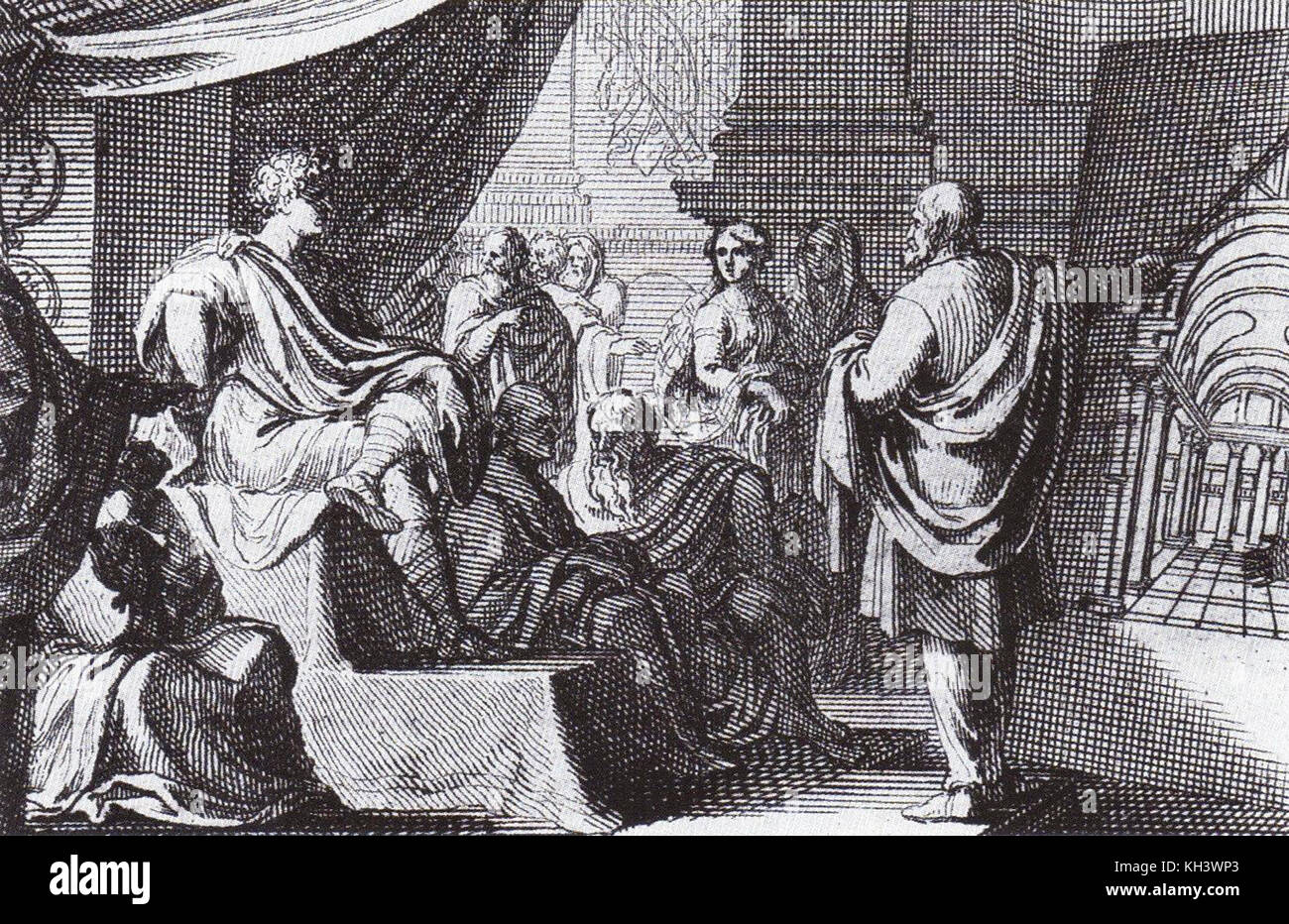 A 1684 depiction of Vitruvius (right) presenting De Architectura to ...