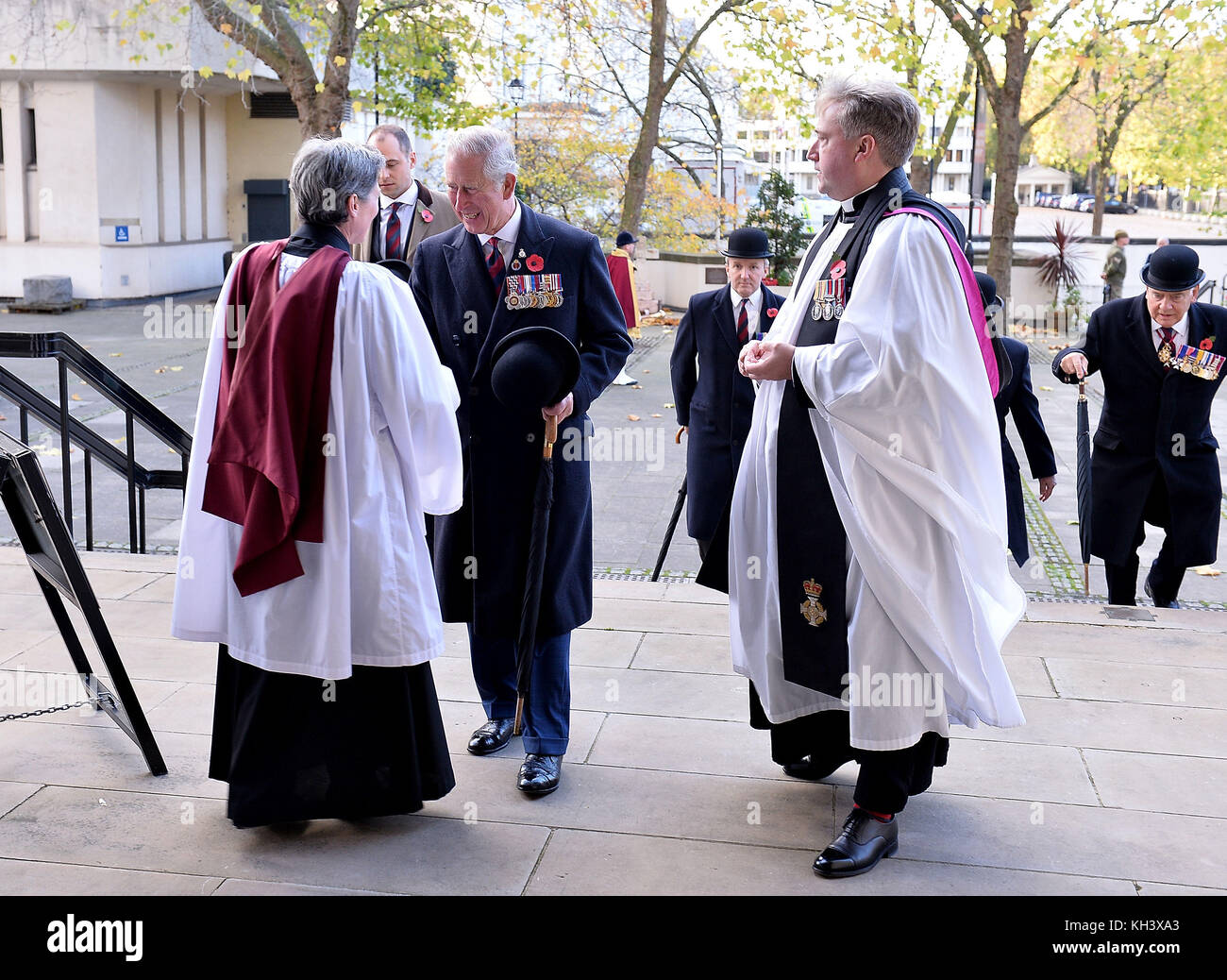 The Prince of Wales is greeted by Rev Catherine Gillham (left) and Rev ...