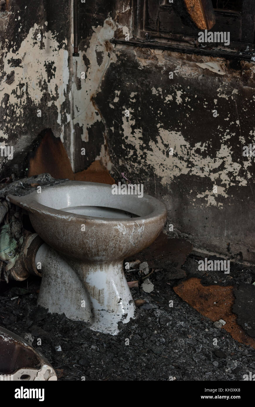 Toilet in burned home Stock Photo - Alamy