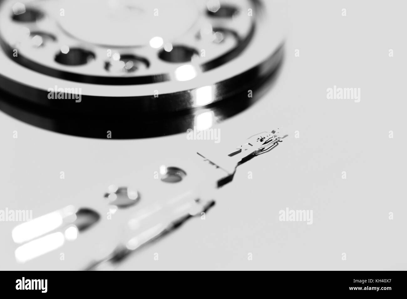 Inside hard drive cylinder and head macro Stock Photo - Alamy