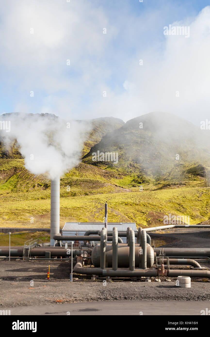 The Hellisheidi geothermal power plant in Iceland. The geothermal power ...