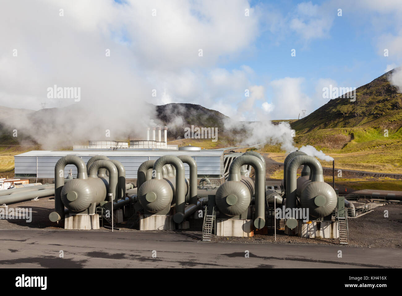 The Hellisheidi geothermal power plant in Iceland. The geothermal power ...