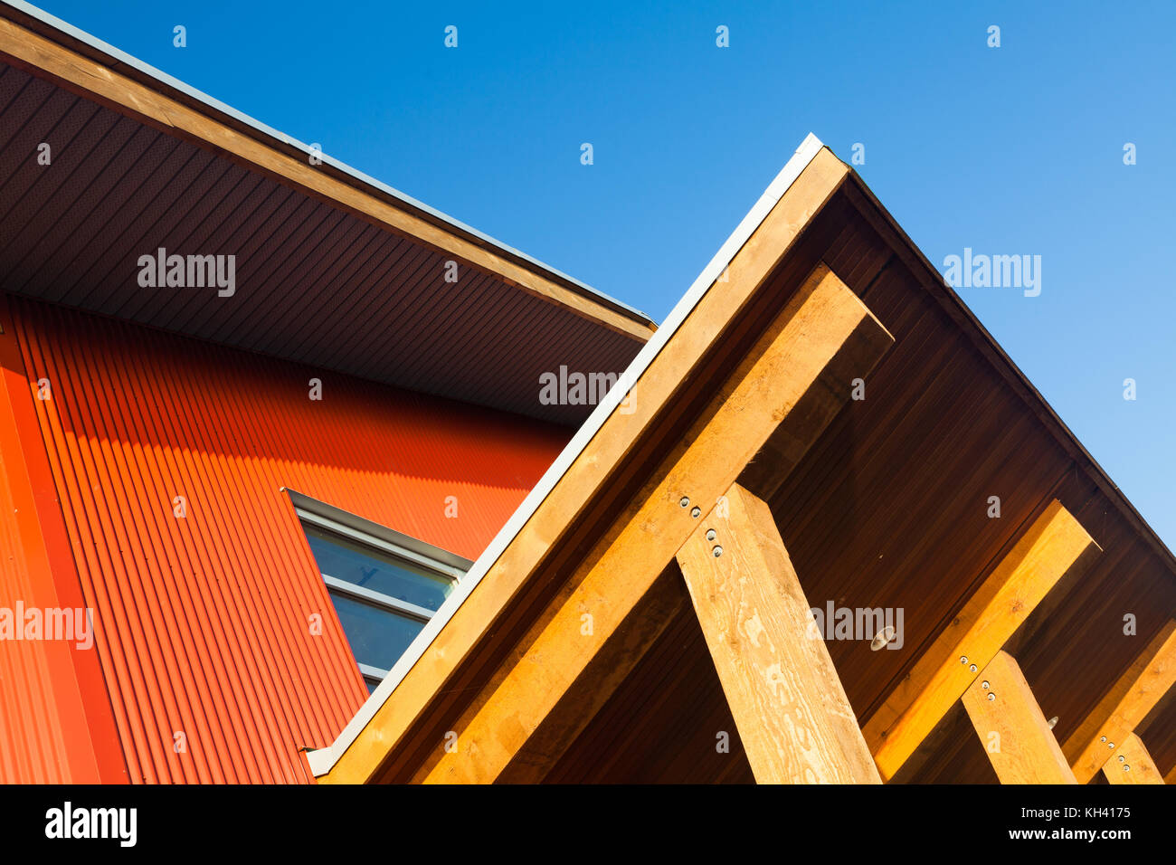 Colourful abstract of a wooden building with metal siding in Steveston ...