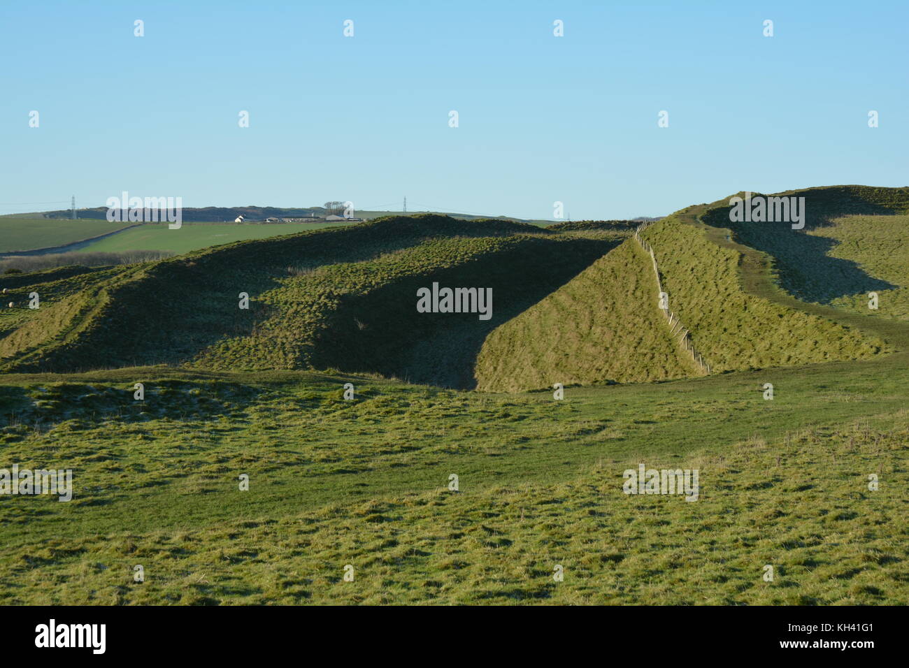 Maiden Castle, Dorset. showing defensive earthworks Stock Photo - Alamy