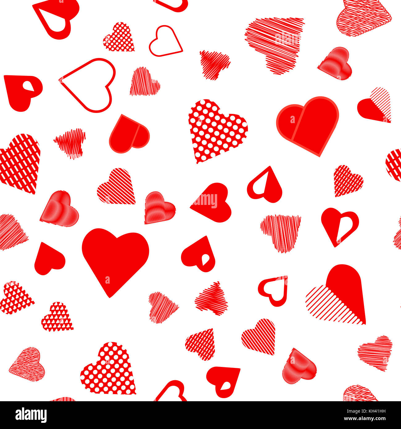 Romantic Red Heart Seamless Pattern on White Background Stock Photo - Alamy