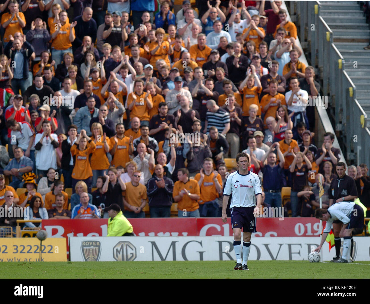 Footballer Robbie Keane applauded by the Wolves supporters ...