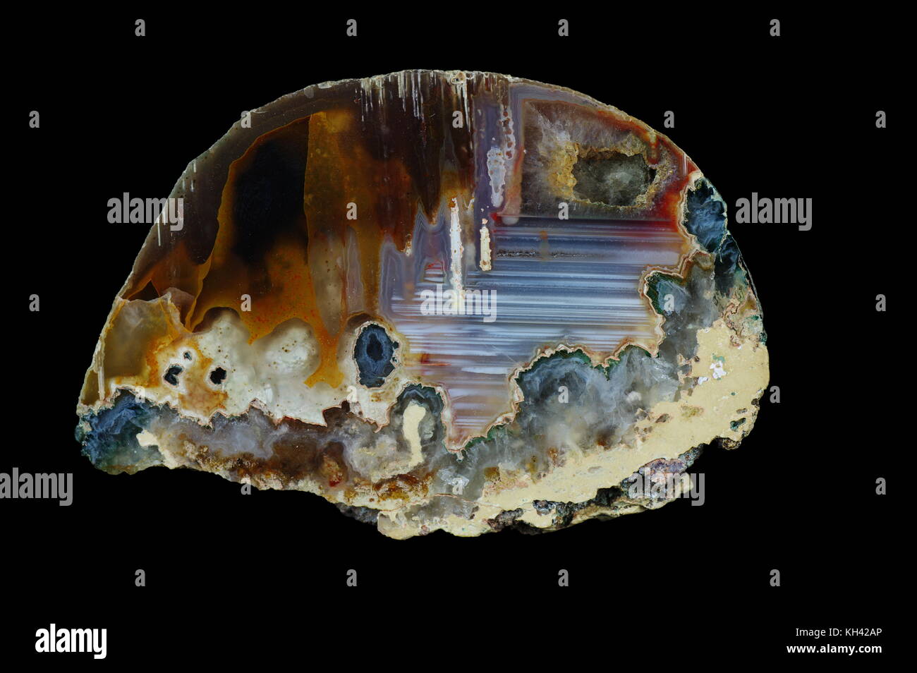 A cross section of the agate stone. Stalactite-horizontal agate ...