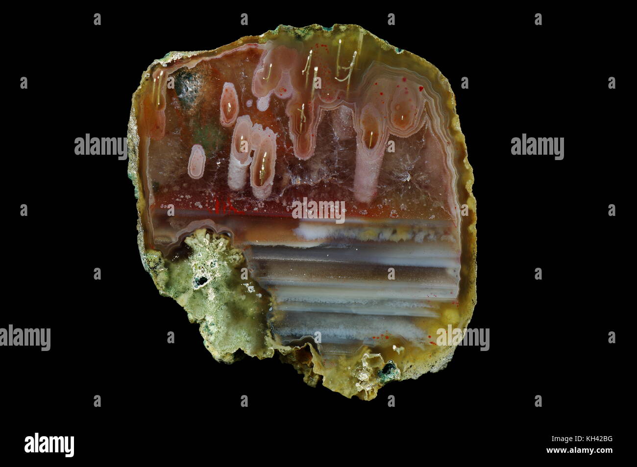 A cross section of the agate stone. Stalactite-horizontal agate ...