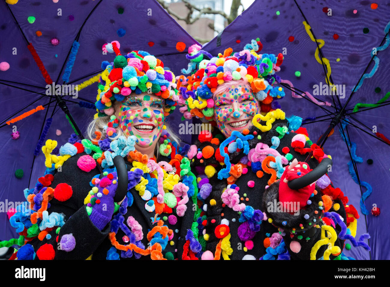 Colourful costumes on display. The German Carnival season traditionally ...