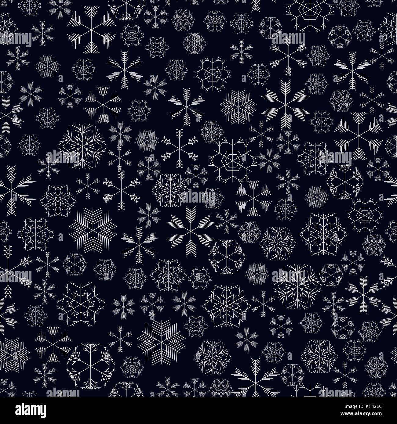 vector snowflakes seamless pattern - white snow on dark background ...