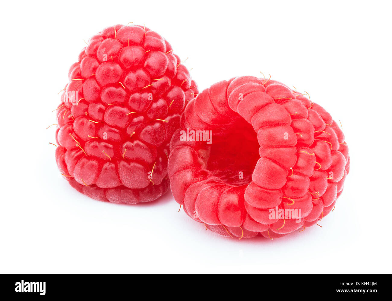 Two ripe raspberries isolated Stock Photo - Alamy
