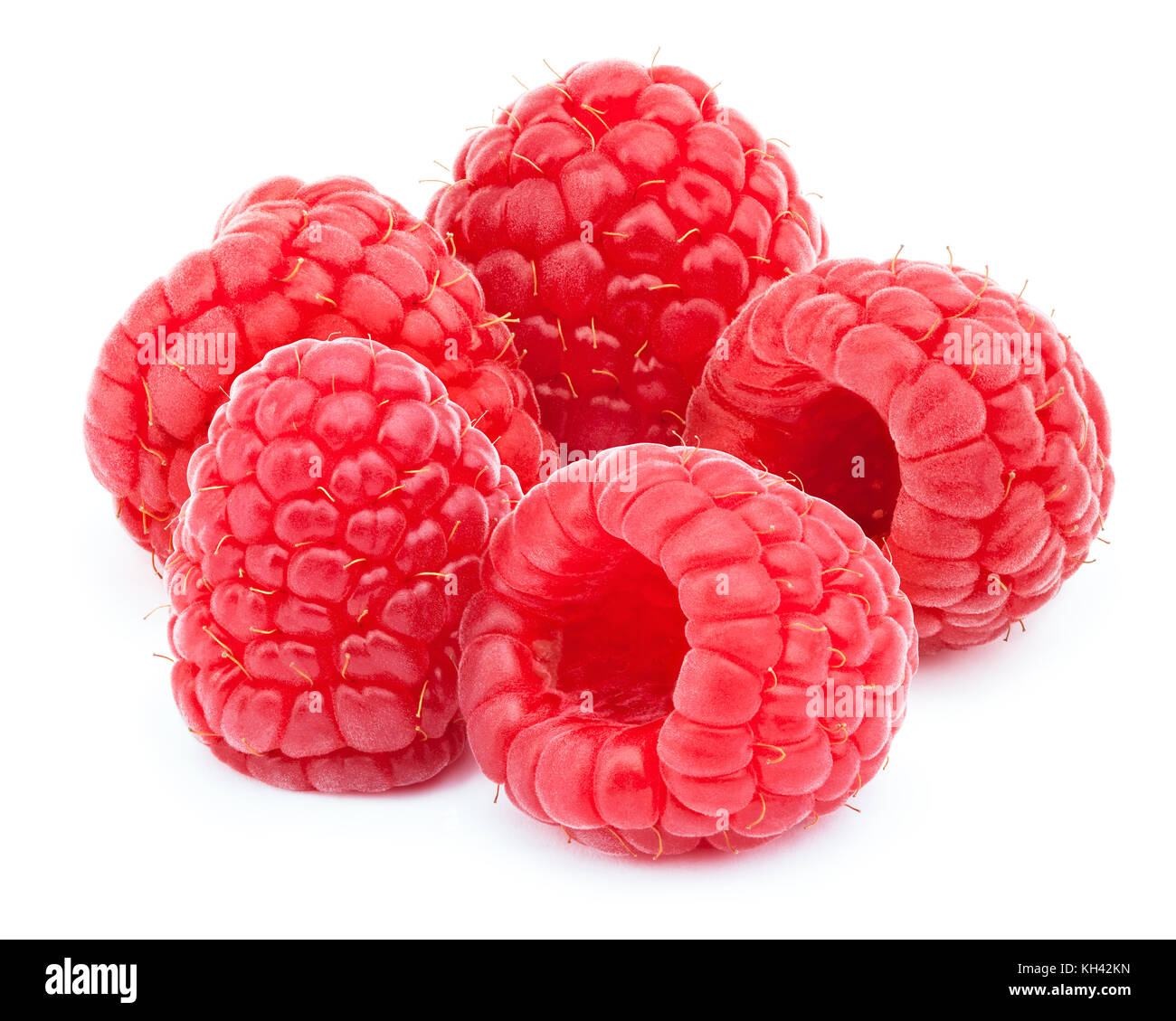 Five ripe raspberries isolated on Stock Photo - Alamy