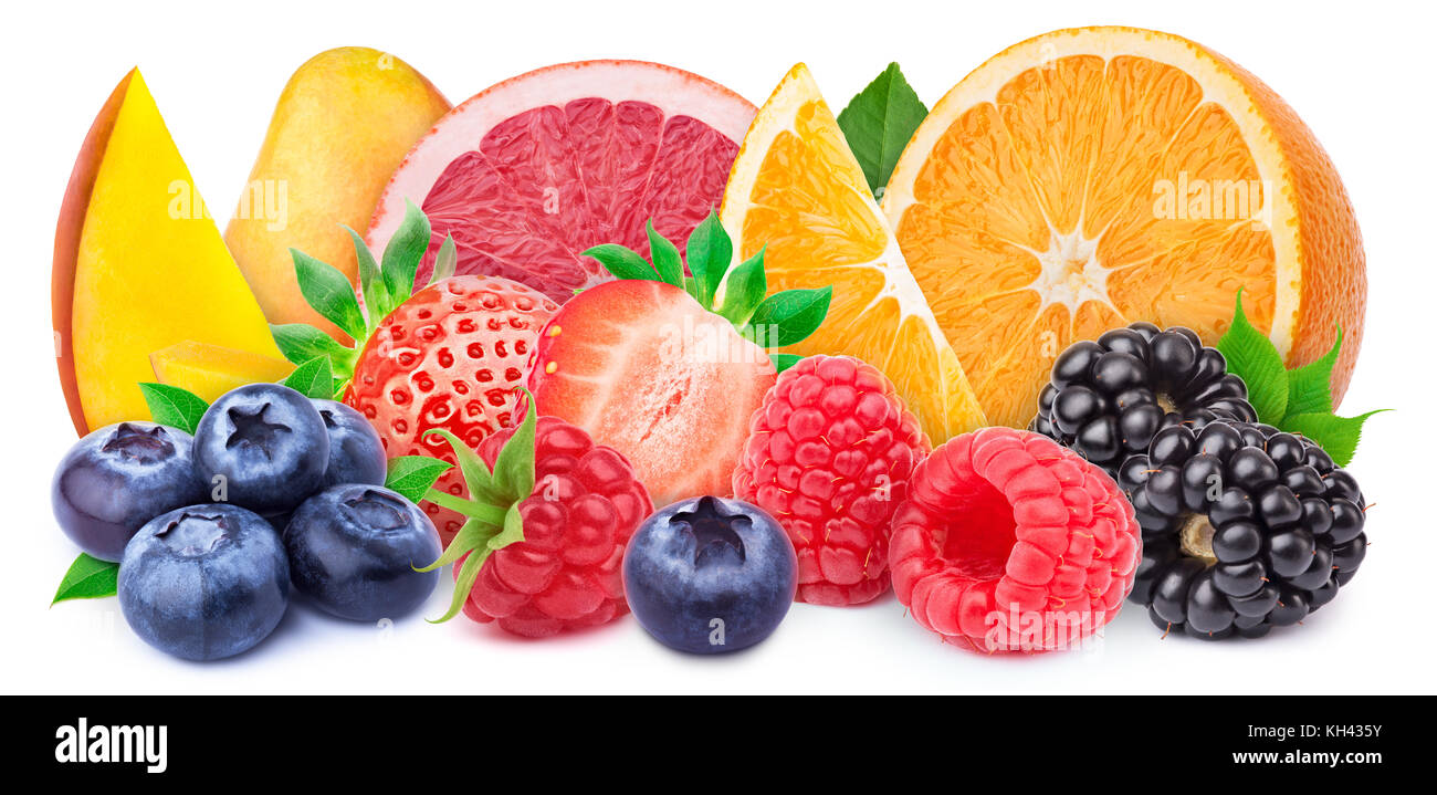 Group of fruits isolated on white Stock Photo - Alamy