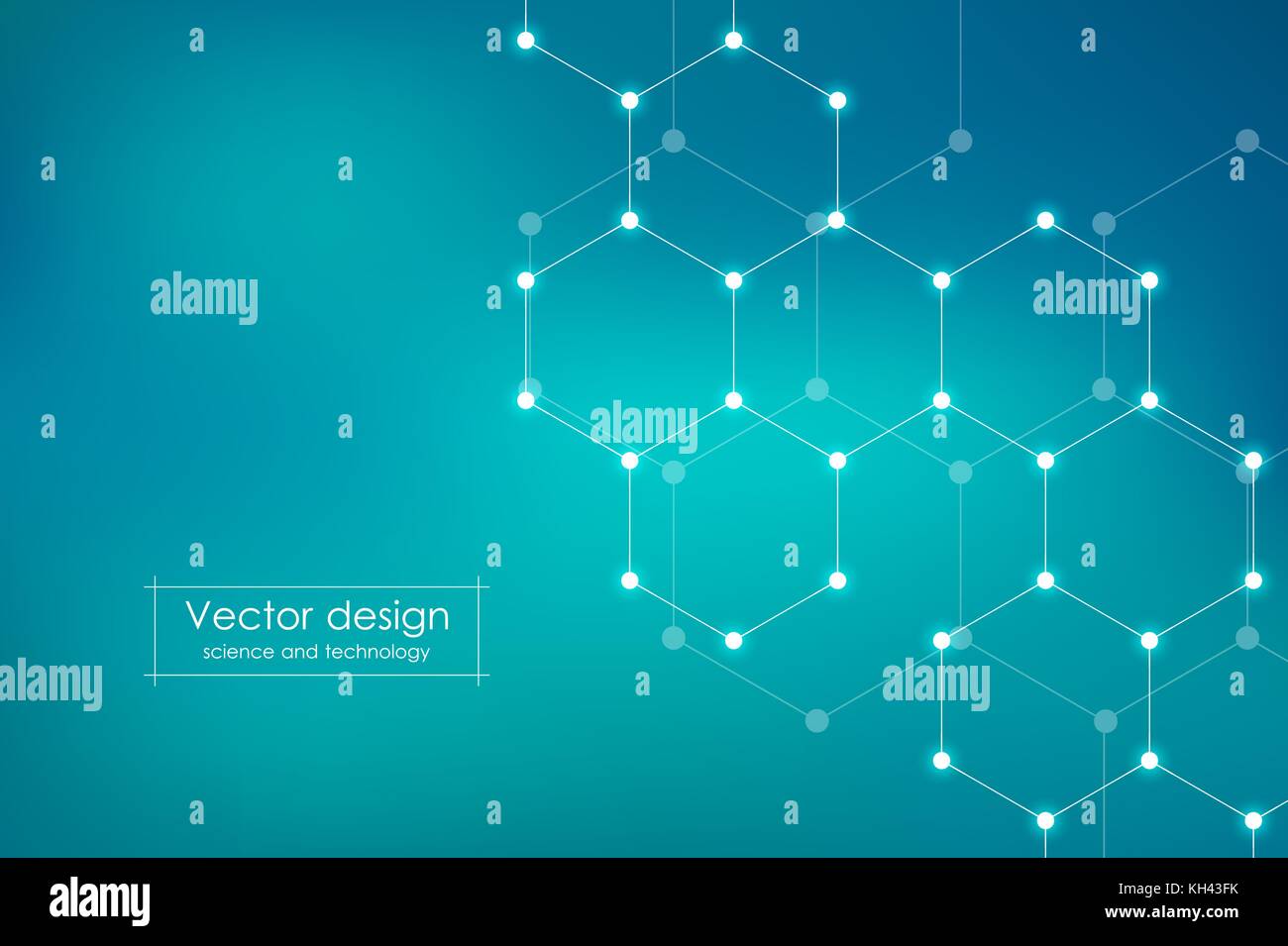 Abstract hexagonal molecule background, genetic and chemical compounds ...