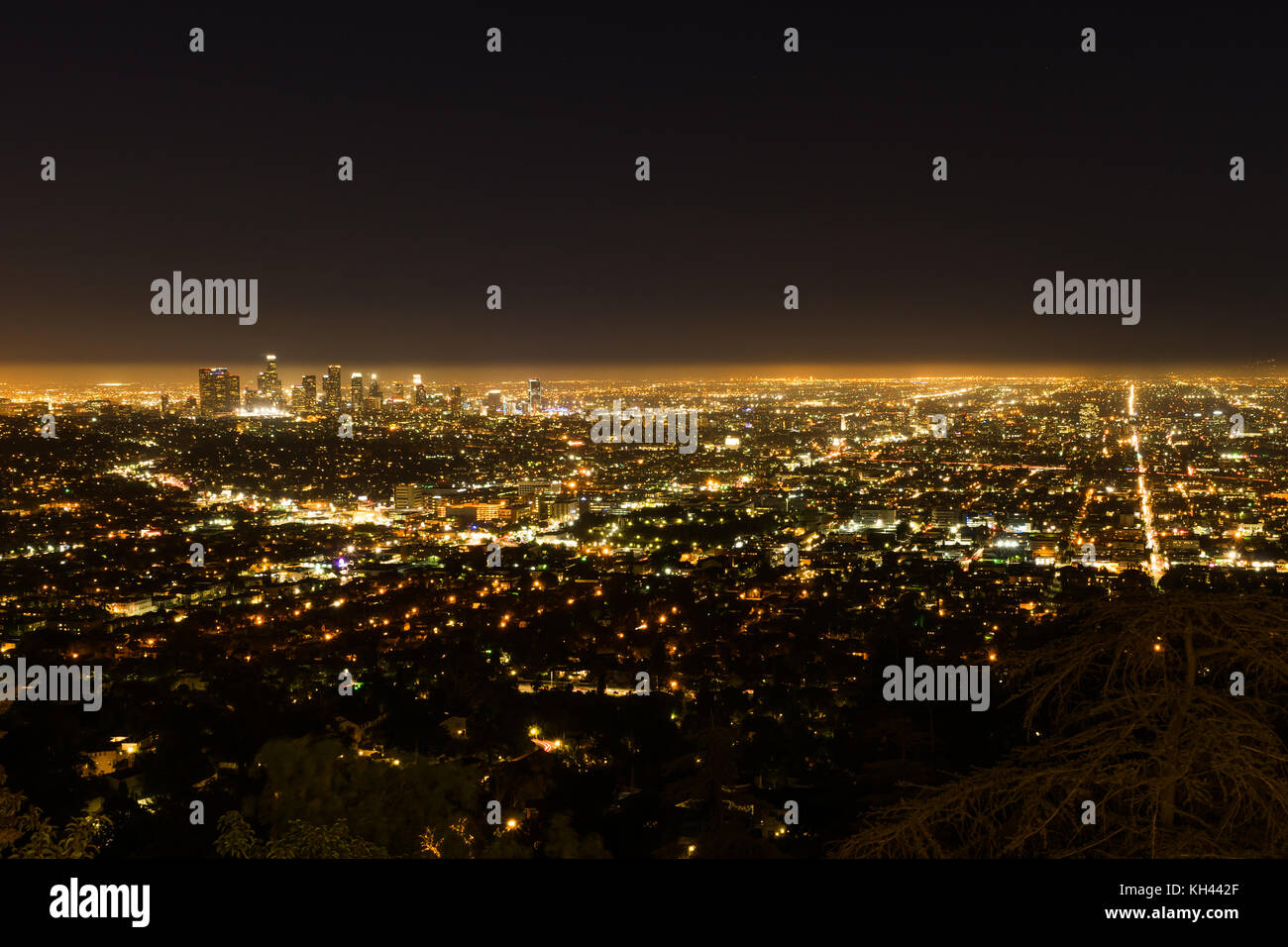 Los Angeles LA City Night view from Griffith Observatory Stock Photo ...