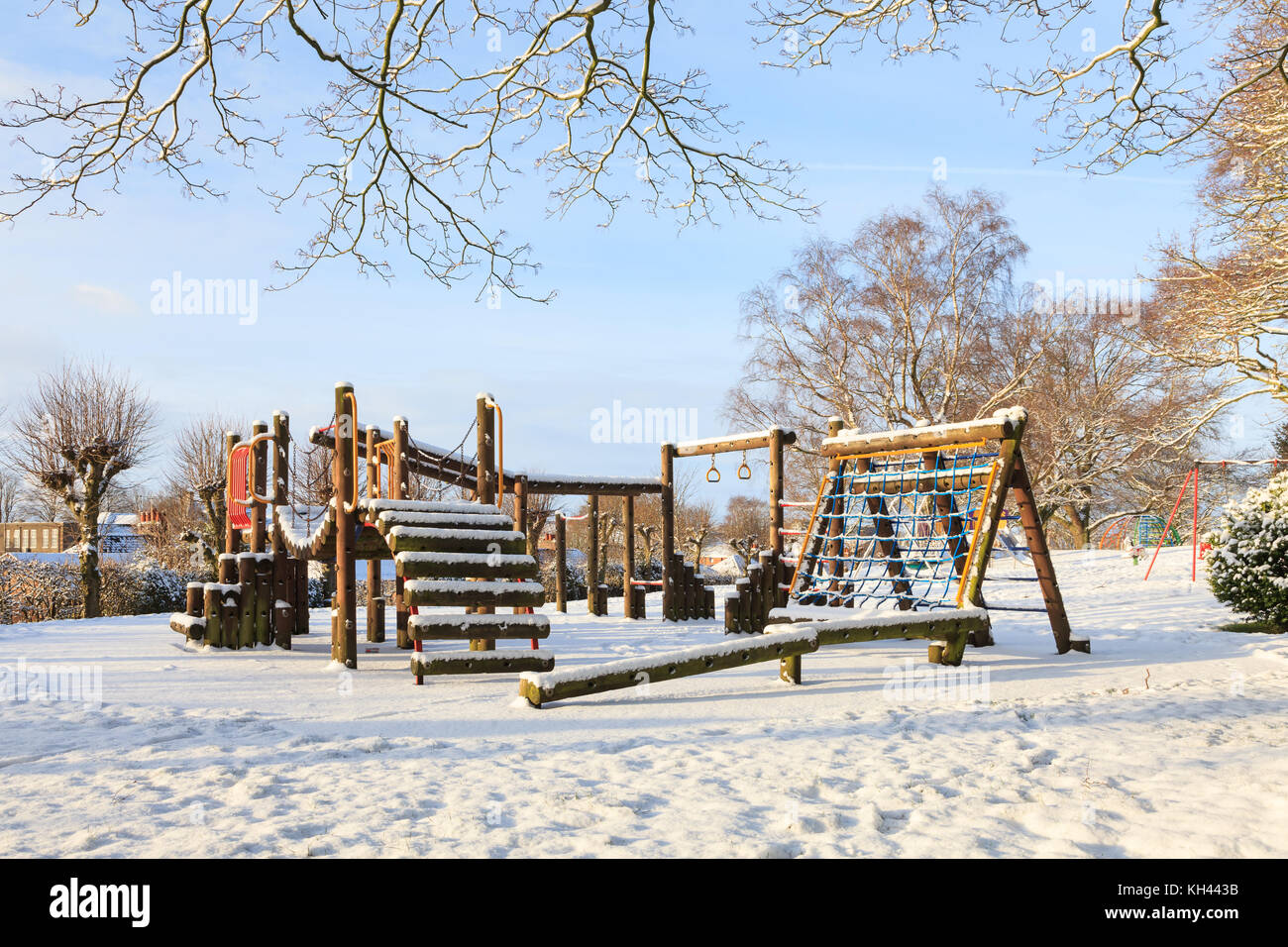 A children's playground in Castle Park, Penrith, Cumbria in Northern ...